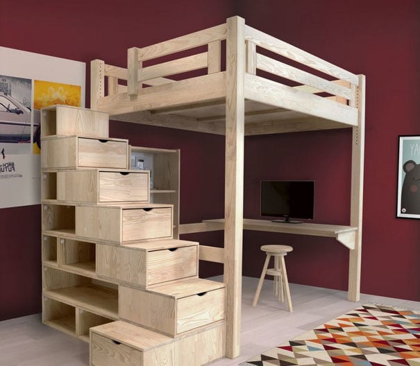 Lit Mezzanine Bois Massif